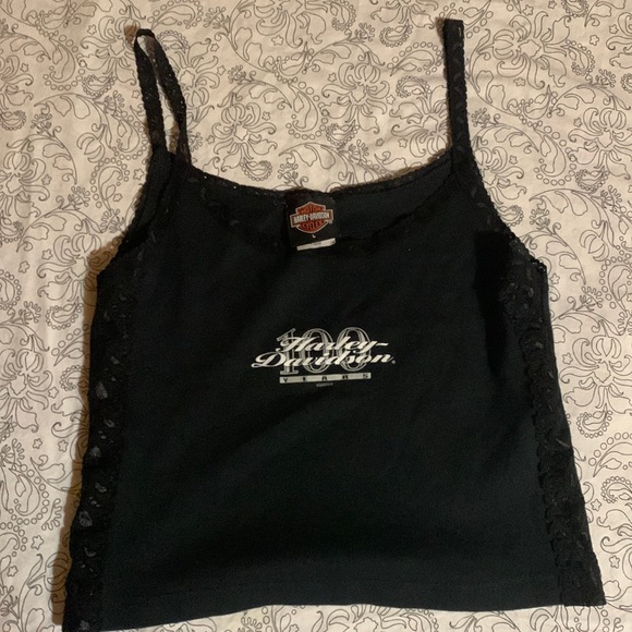 Harley-Davidson | Tops | Harley Davidson Cropped Tank Top With Lace ...